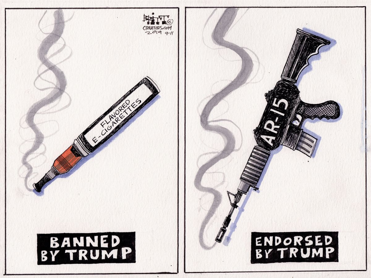 Political Cartoon U.S. Trump e-cigarette vaping ban gun control | The Week