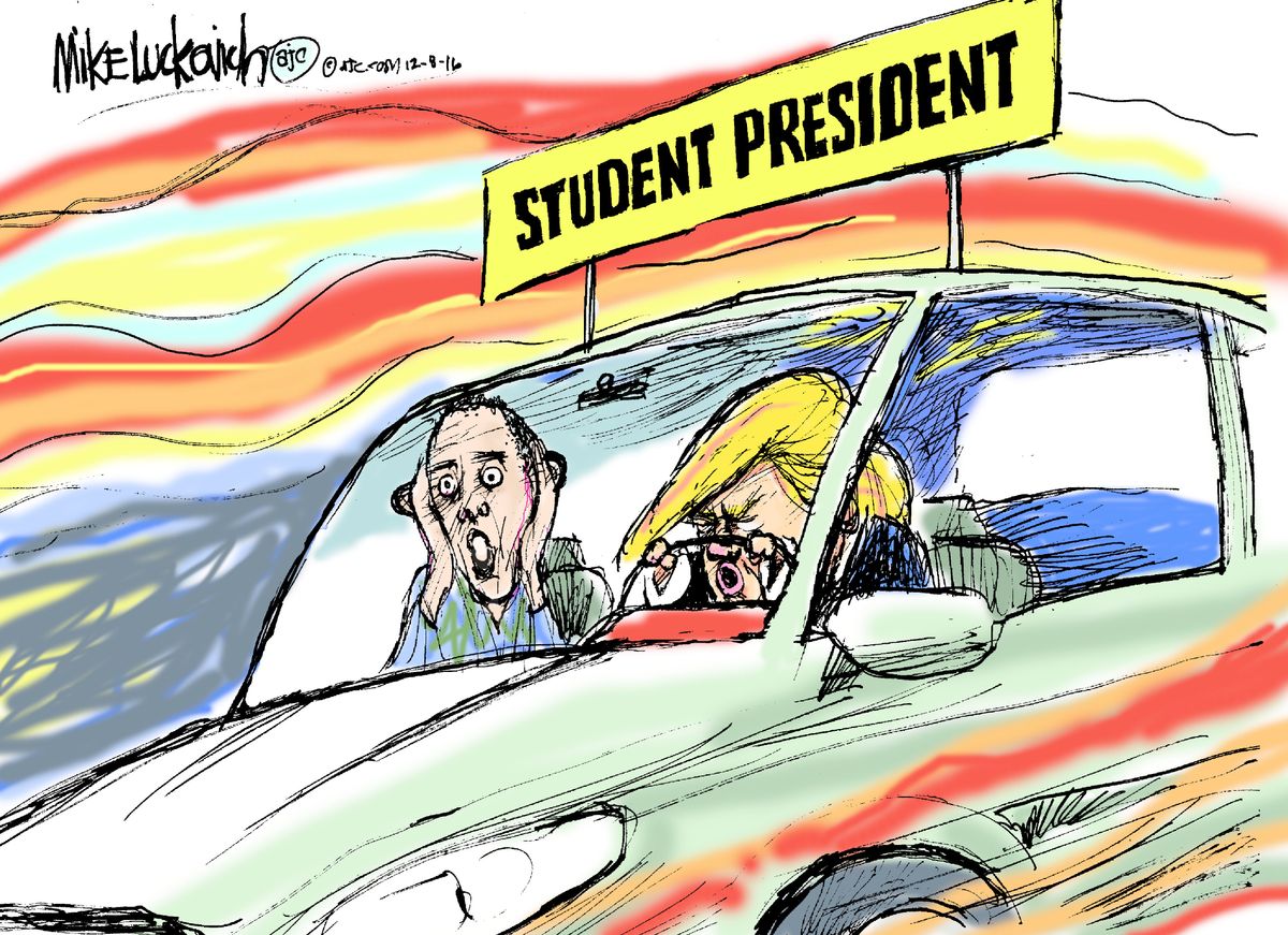 Political cartoon U.S. Donald Trump learning driver | The Week
