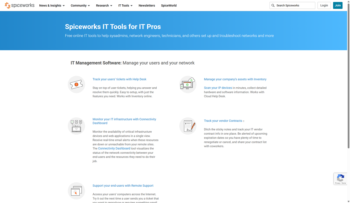 I tested Spiceworks and found it offers great functionality for a free ...