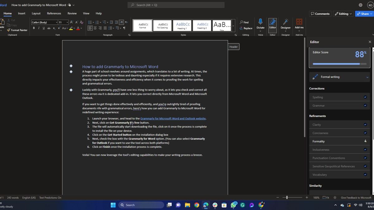 Grammarly vs. Microsoft Editor | Windows Central