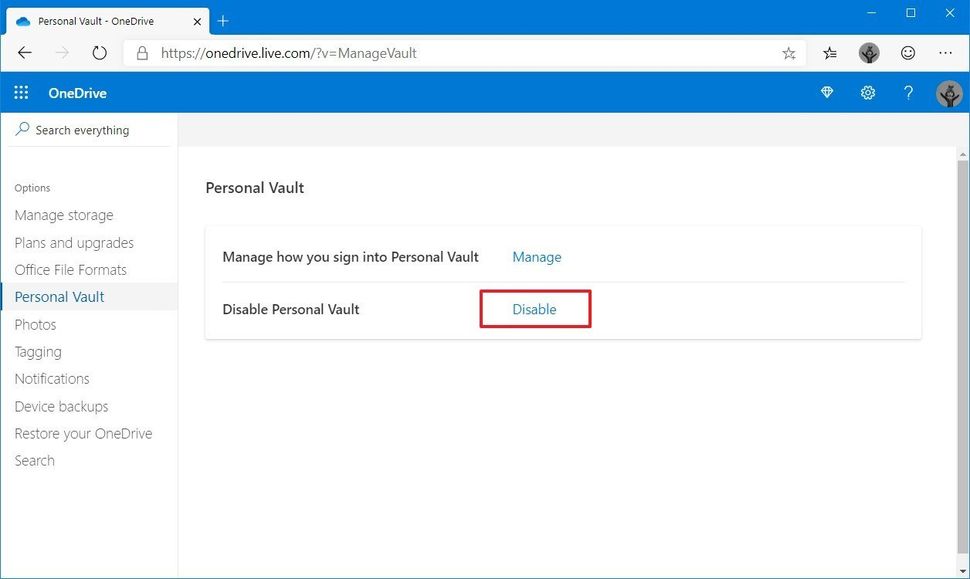 How to set up OneDrive Personal Vault storage on Windows 10 | Windows ...
