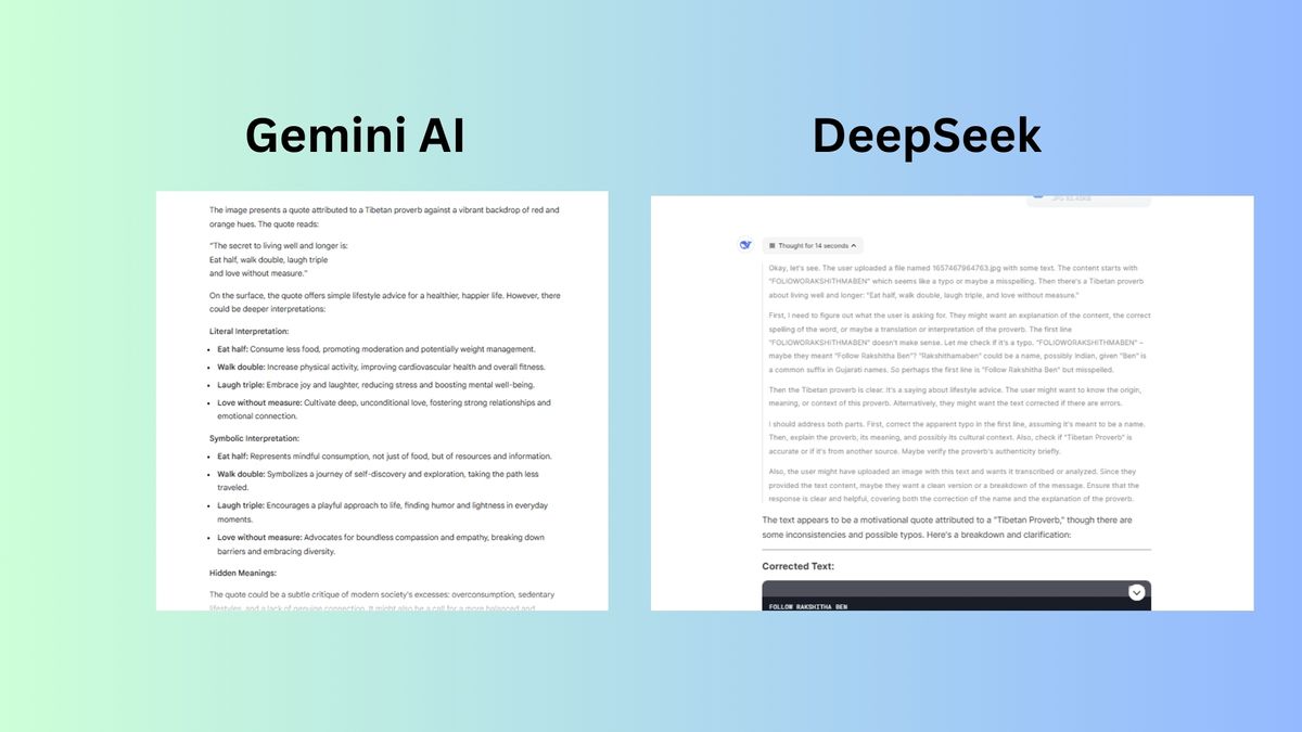 I tested DeepSeek and Gemini AI with 7 prompts — here's the surprising ...