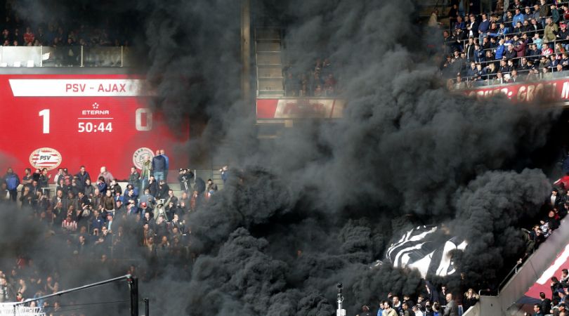 Video: Black smoke engulfs stands, stops play in PSV vs Ajax match ...