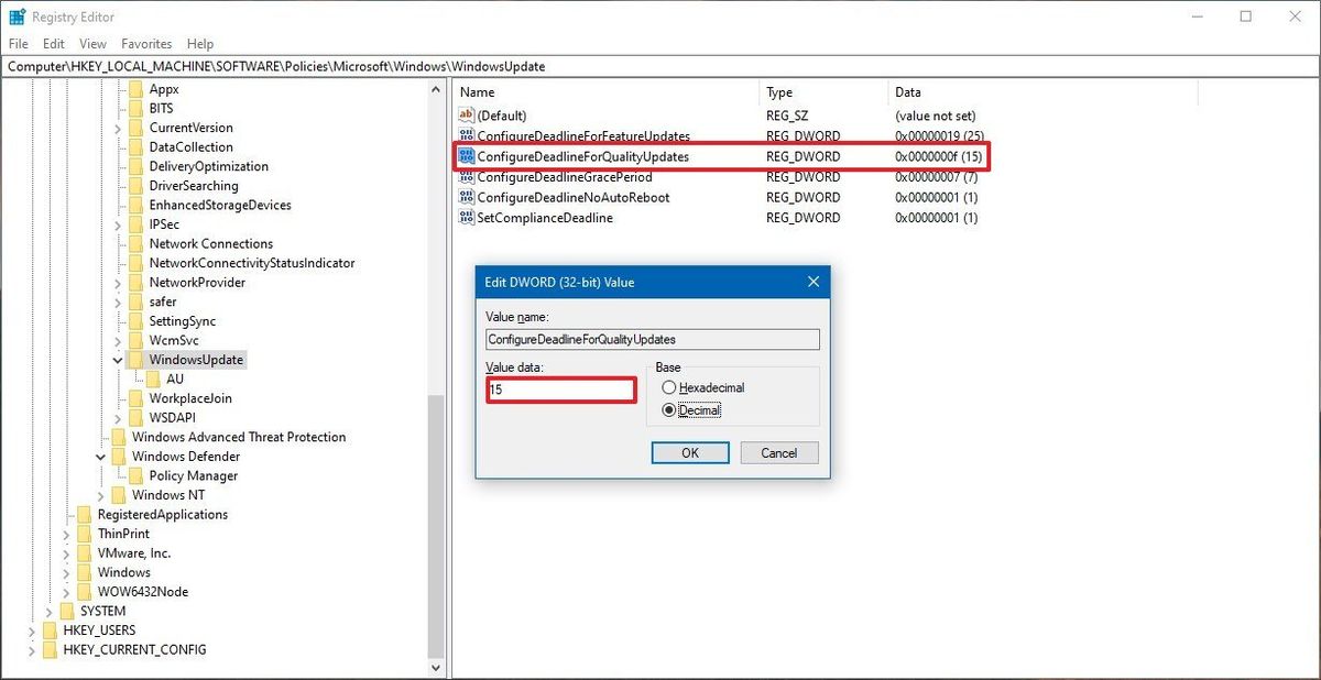 How to specify deadlines for automatic updates and restarts on Windows ...