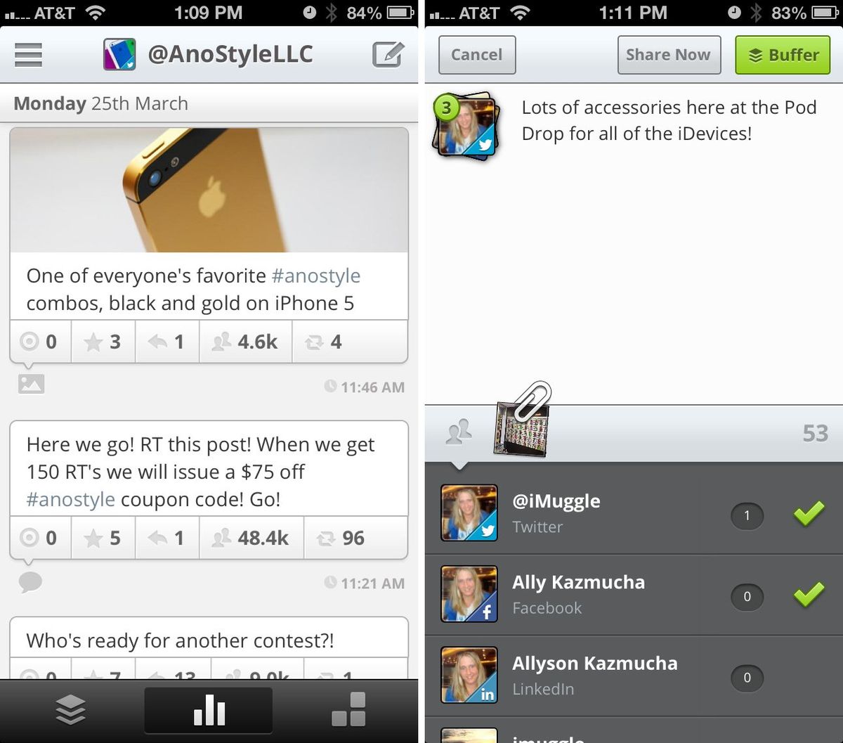 Buffer for iPhone lets you track Facebook and Twitter analytics ...