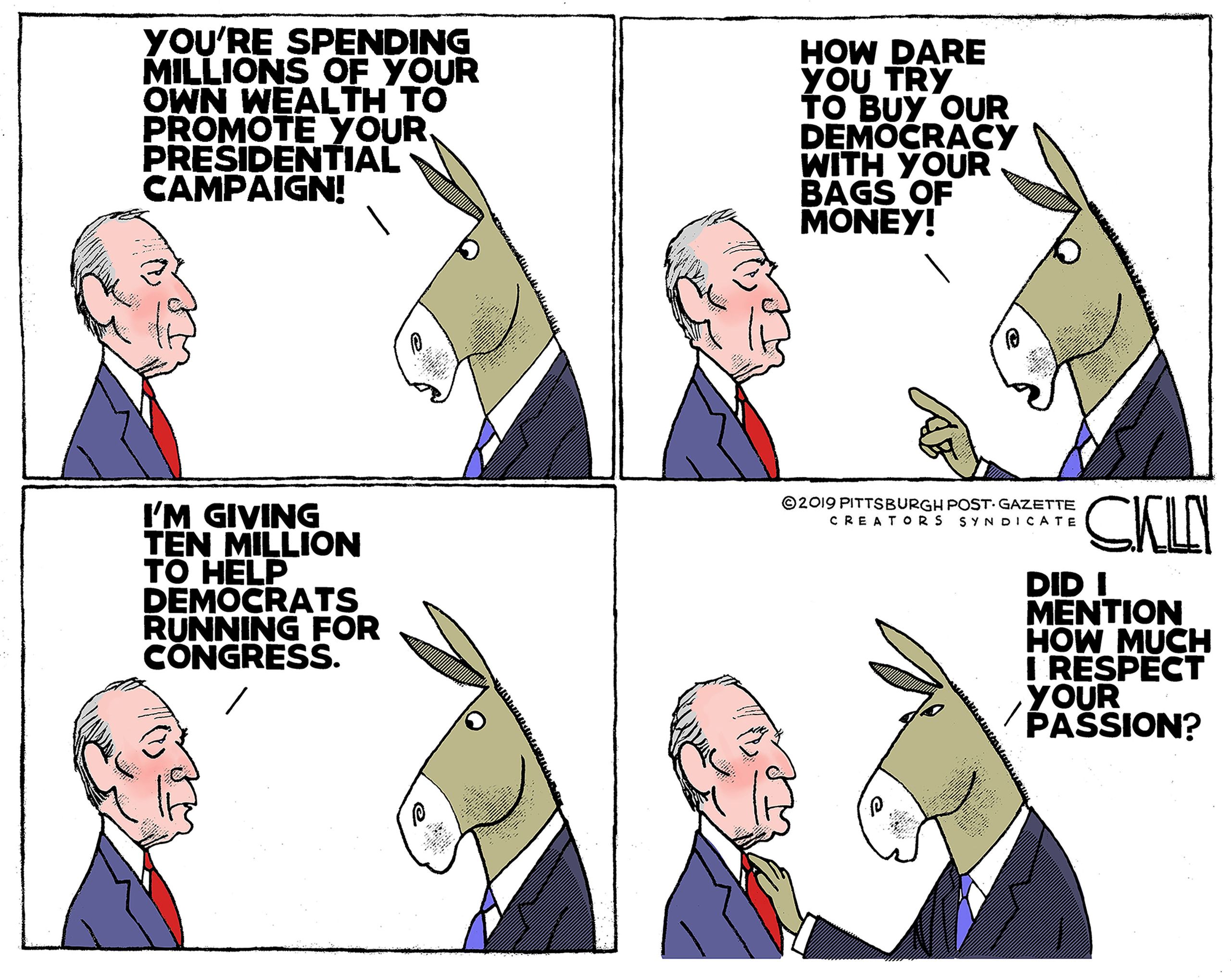 Political Cartoon U.S. Michael Bloomberg Campaign Spending Democrats ...