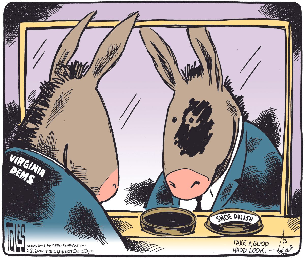 Political Cartoon U.S. Virginia Democrats blackface | The Week