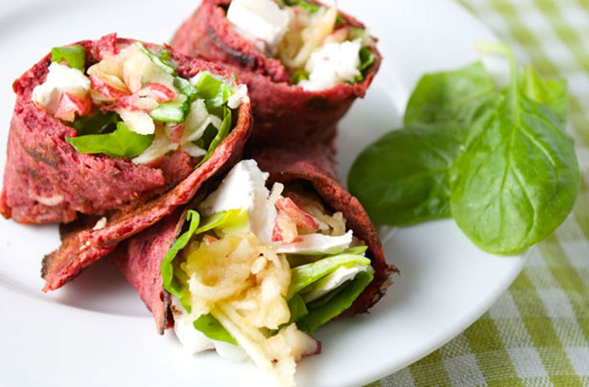 Beetroot and buckwheat wrap with goat's cheese and apple | Lunch ...