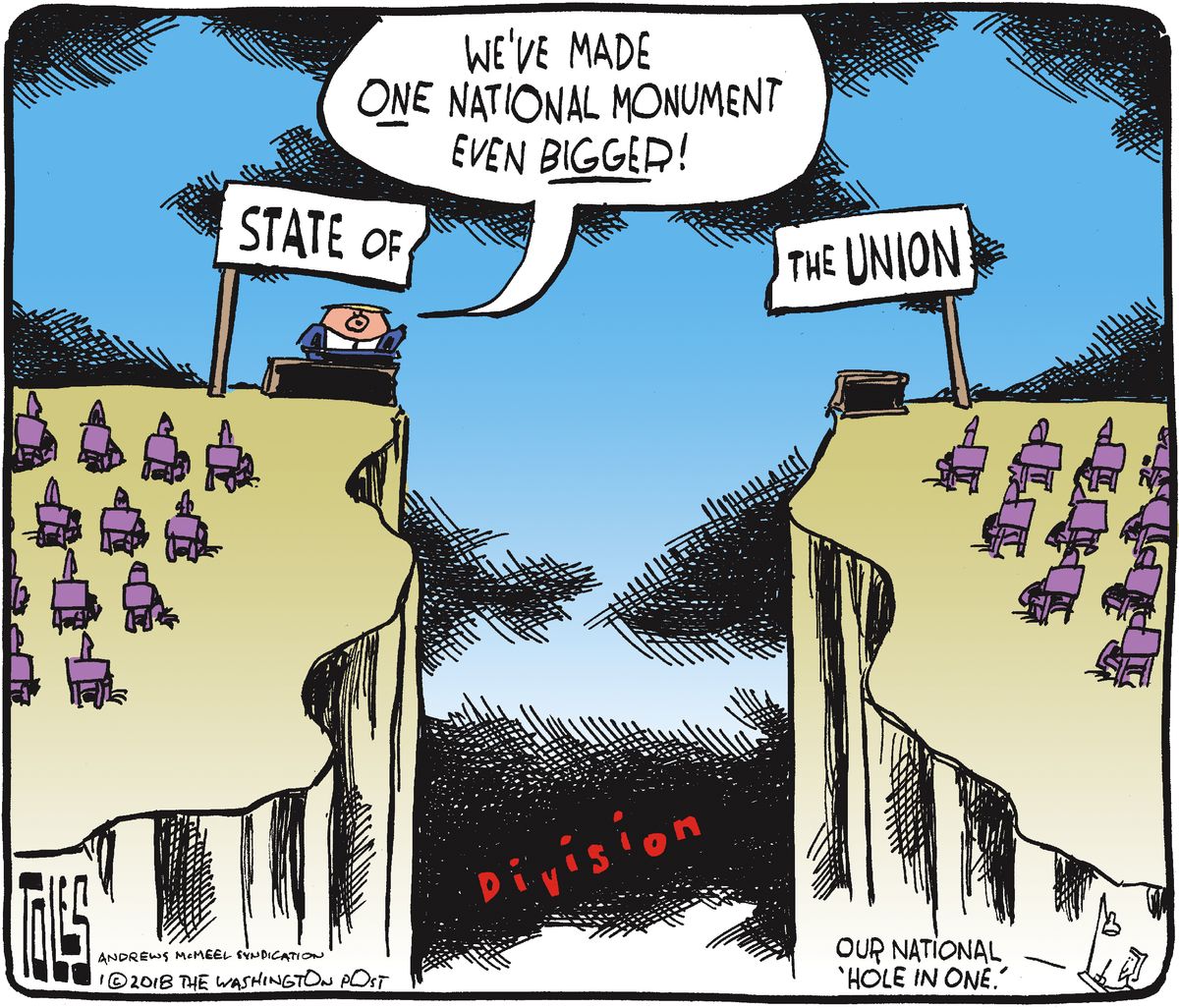 Political cartoon U.S. Trump State of the Union partisanship | The Week