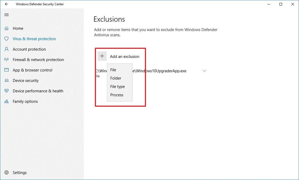 How to exclude files and folders from Windows Defender Antivirus scans ...