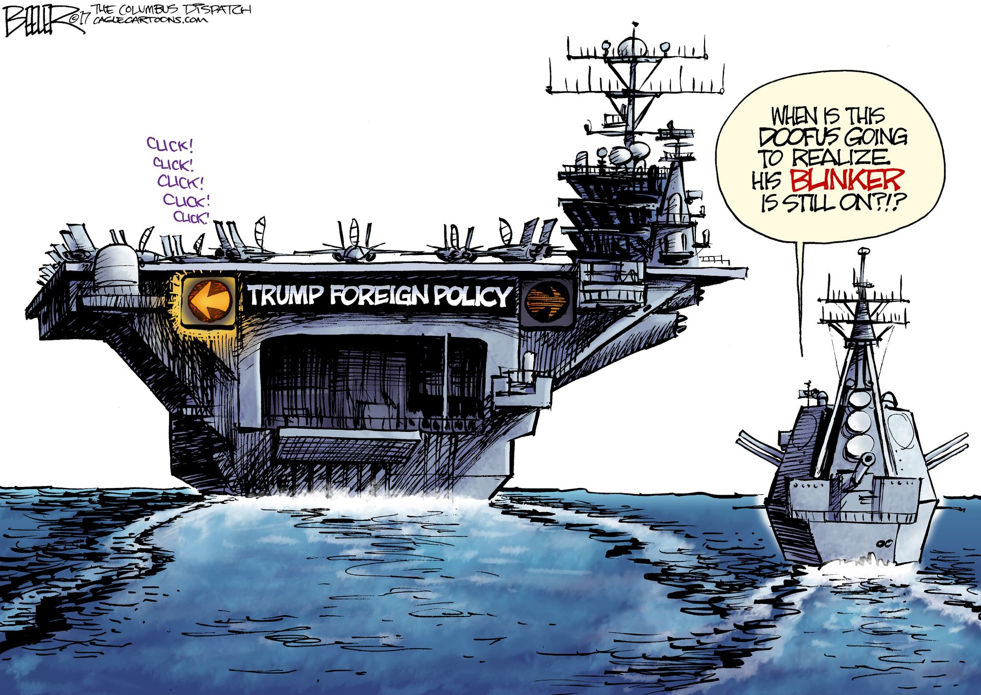 Political Cartoon U.S. Trump Foreign Policy Military Aircraft Carrier ...