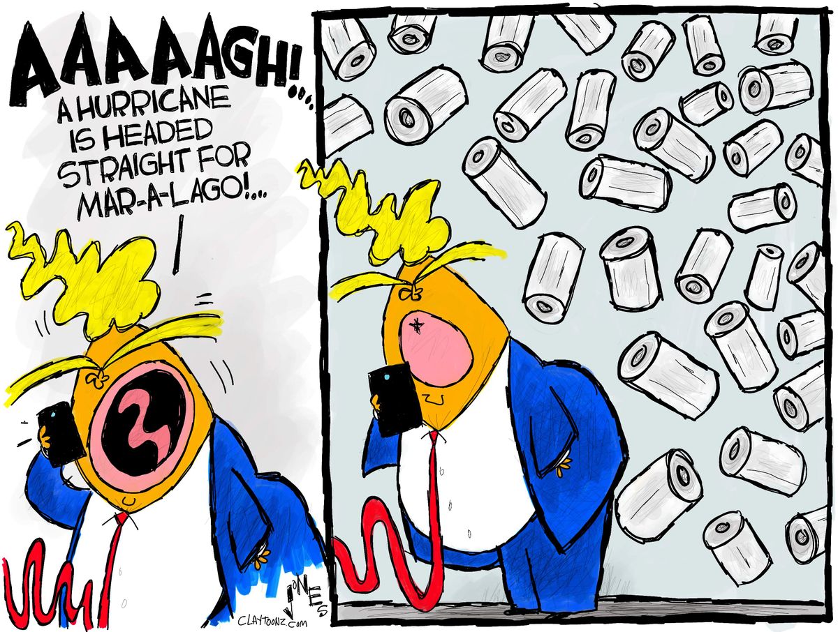 Political Cartoon U.S. Hurricane Dorian Mar A Lago Trump Paper Towels ...