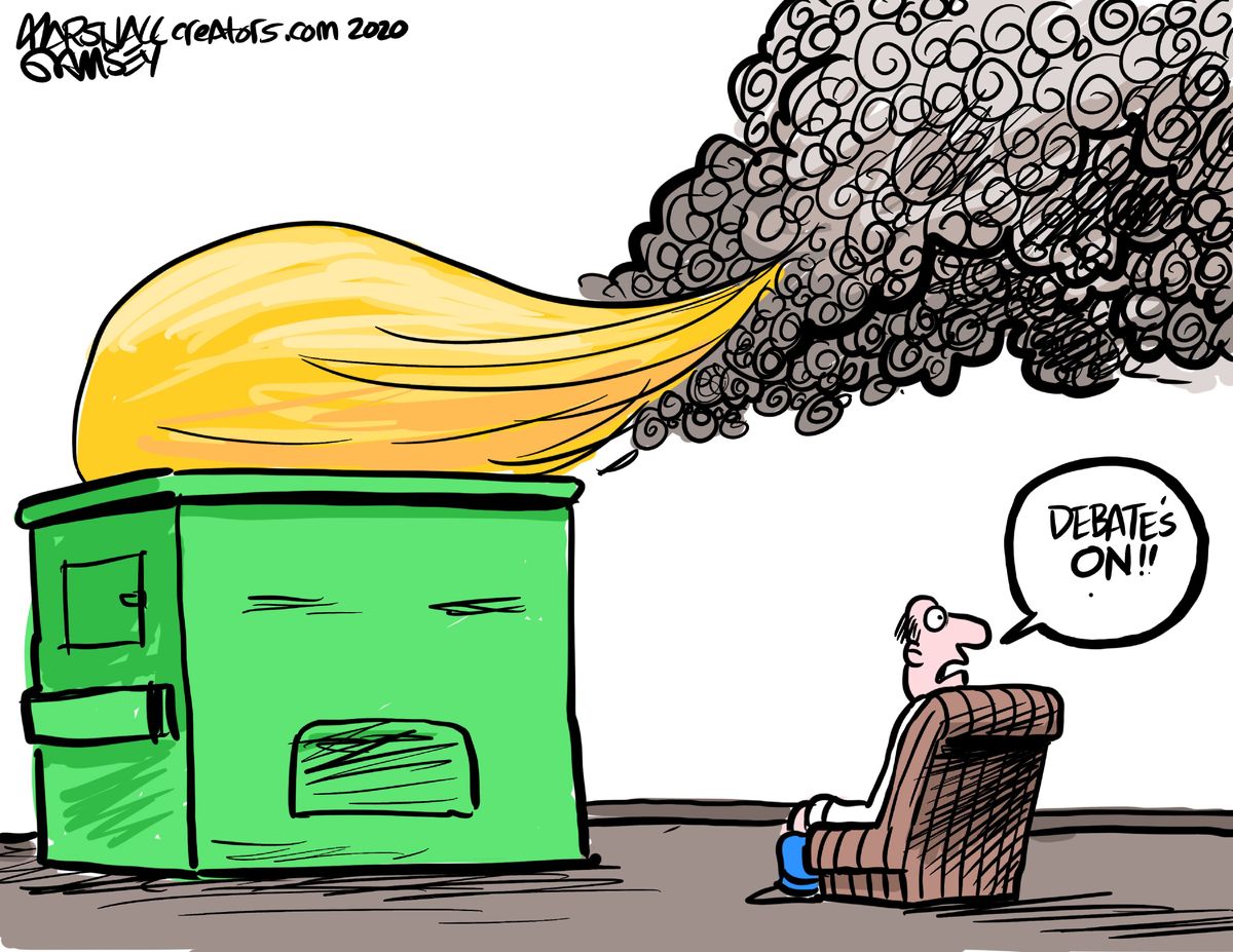 Political Cartoon U.S. Trump debate dumpster fire | The Week