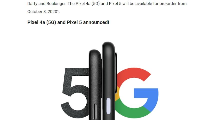 Google Pixel 5 and Pixel 4a 5G release date may have just been revealed ...