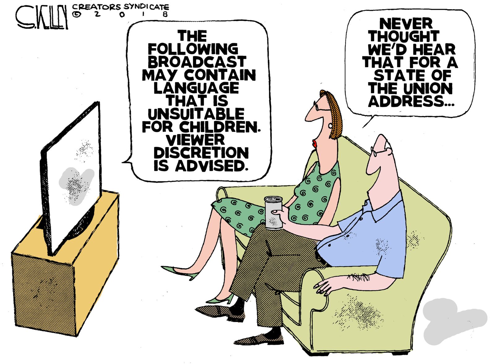 Political cartoon U.S. Trump State of the Union bad language | The Week