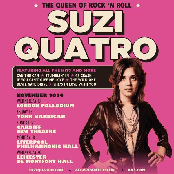 Suzi Quatro announces five-date UK tour to mark 60 years in the music ...