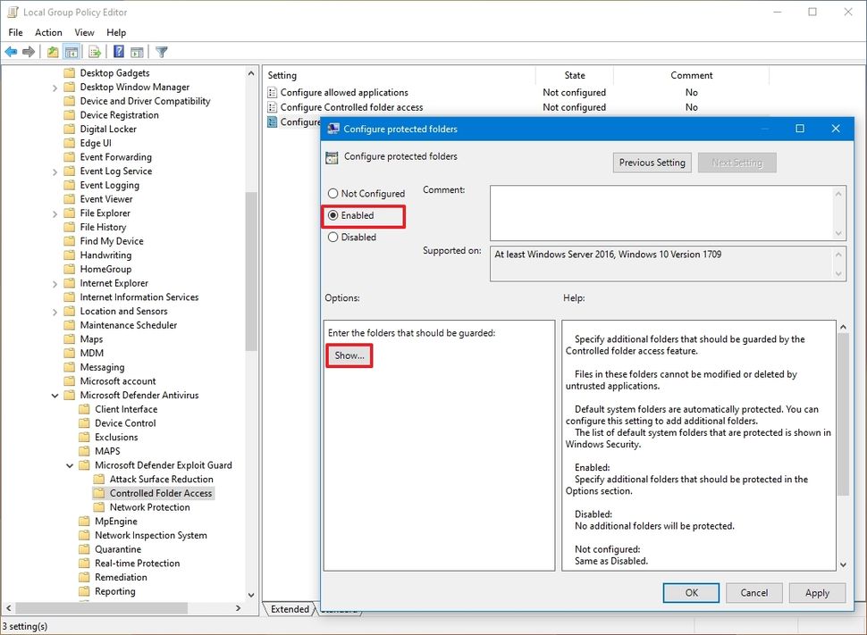 How to enable Controlled folder access to protect data from ransomware ...