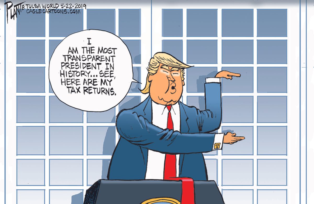 Political Cartoon U.S. Trump cover up stonewalling tax returns ...