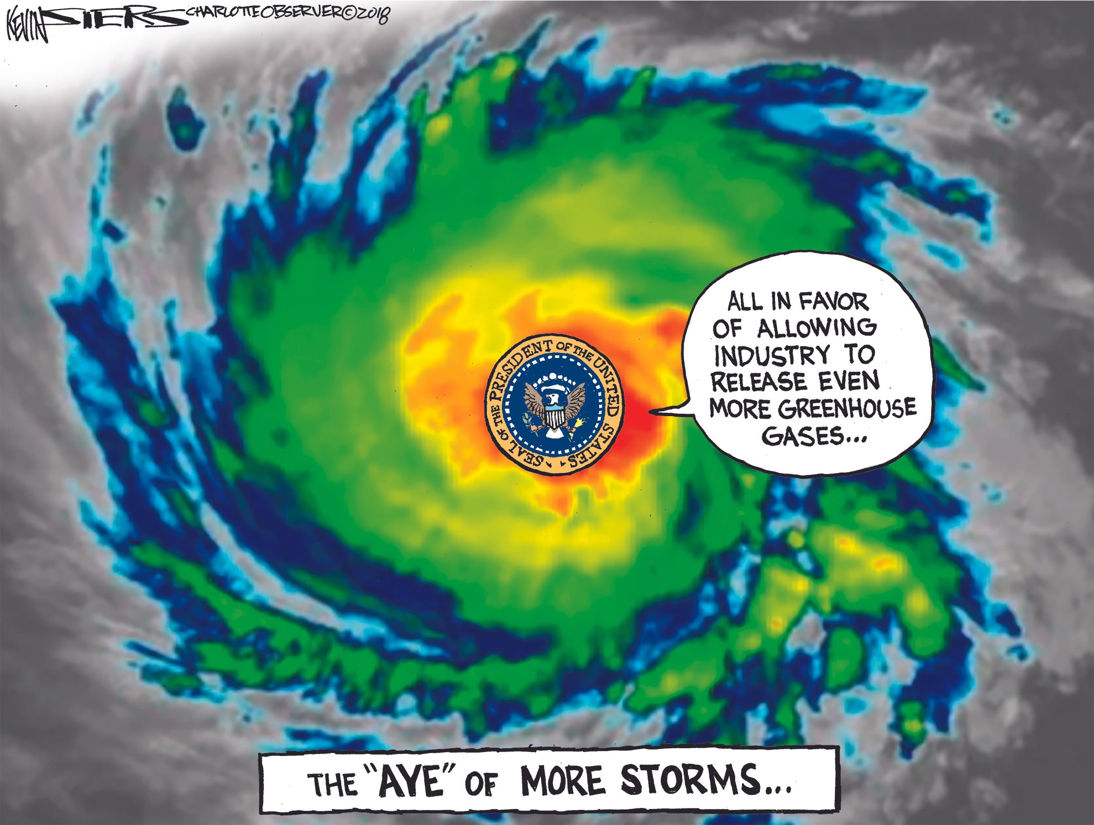 Political cartoon U.S. Trump hurricane Florence methane emissions | The ...