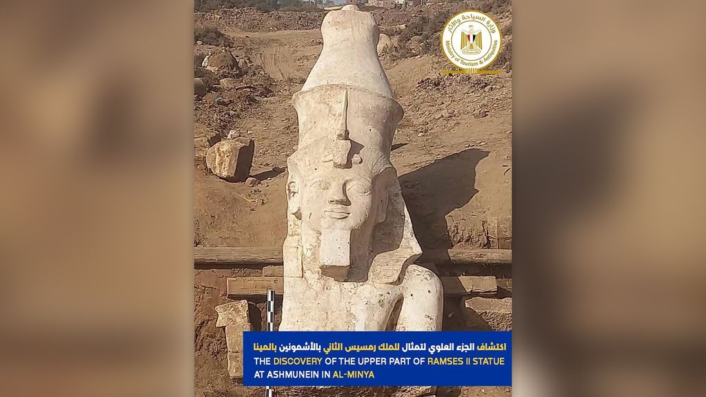 Archaeologists find top half of giant Ramesses II statue, completing a ...