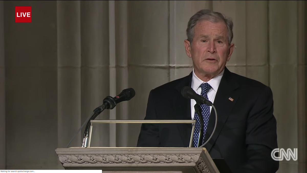 George W. Bush honors his father as an 'empathetic man' who 'valued ...