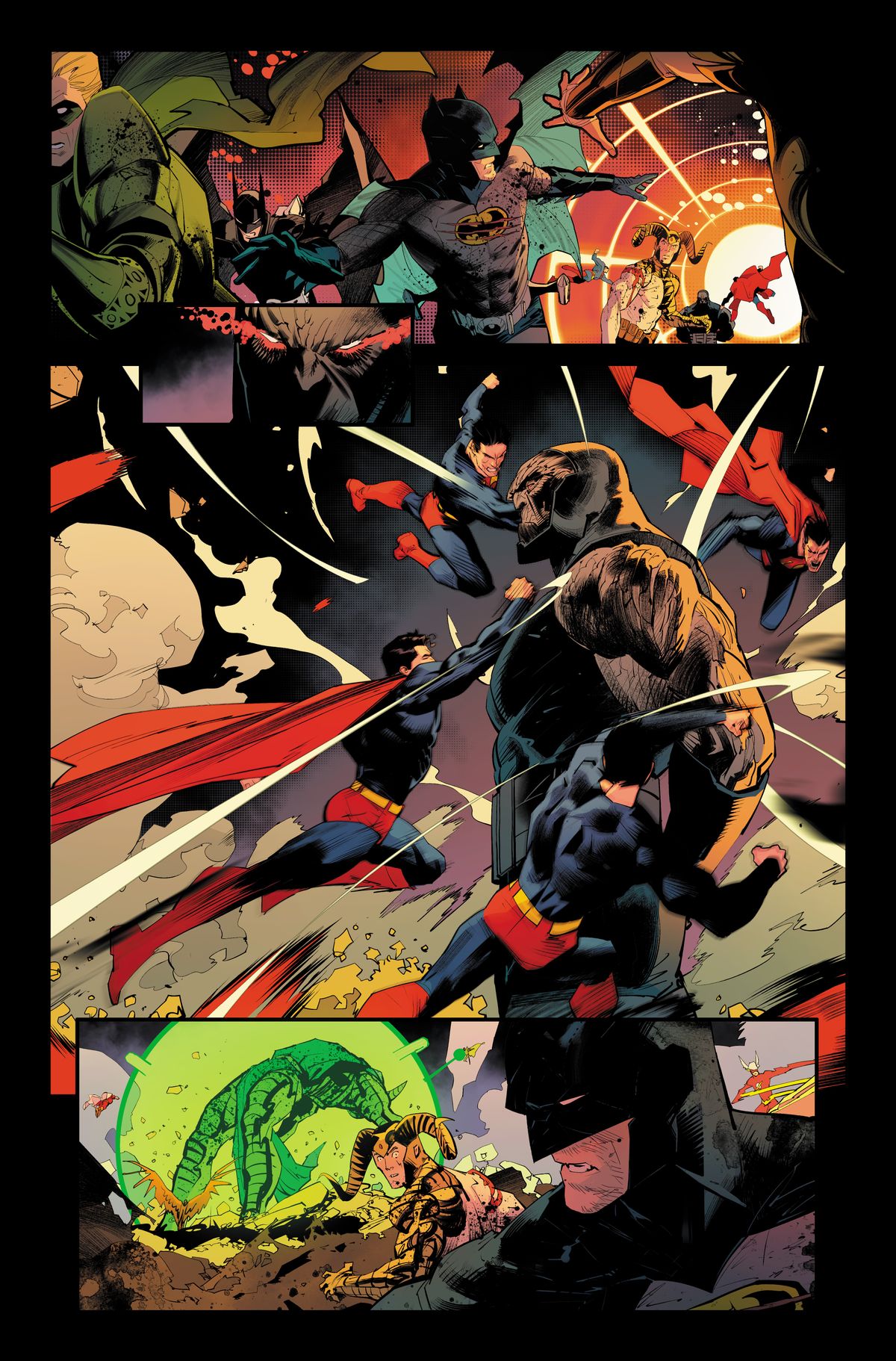 See Darkseid kick seven shades of super out of Batman, the Flash, and ...