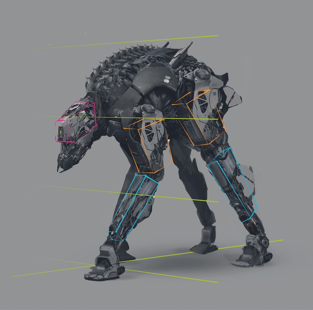 Learn core 2D art techniques to design a fierce robot concept ...