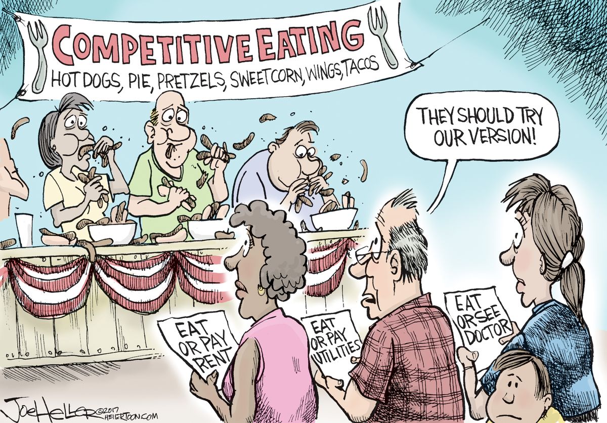 Political cartoon U.S. economy competitive eating health care | The Week