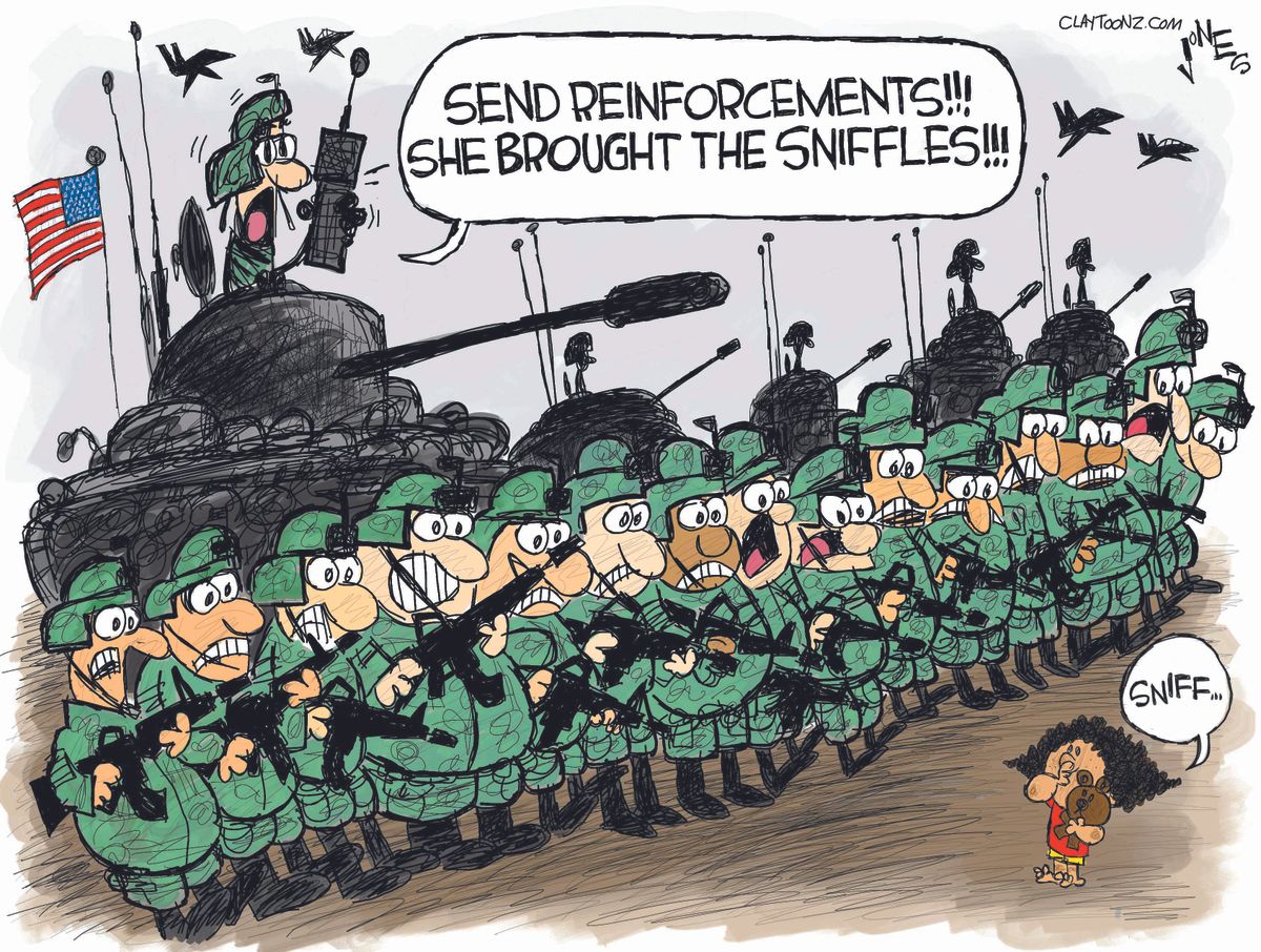 Political cartoon U.S. Migrant caravan border troops reinforcements ...