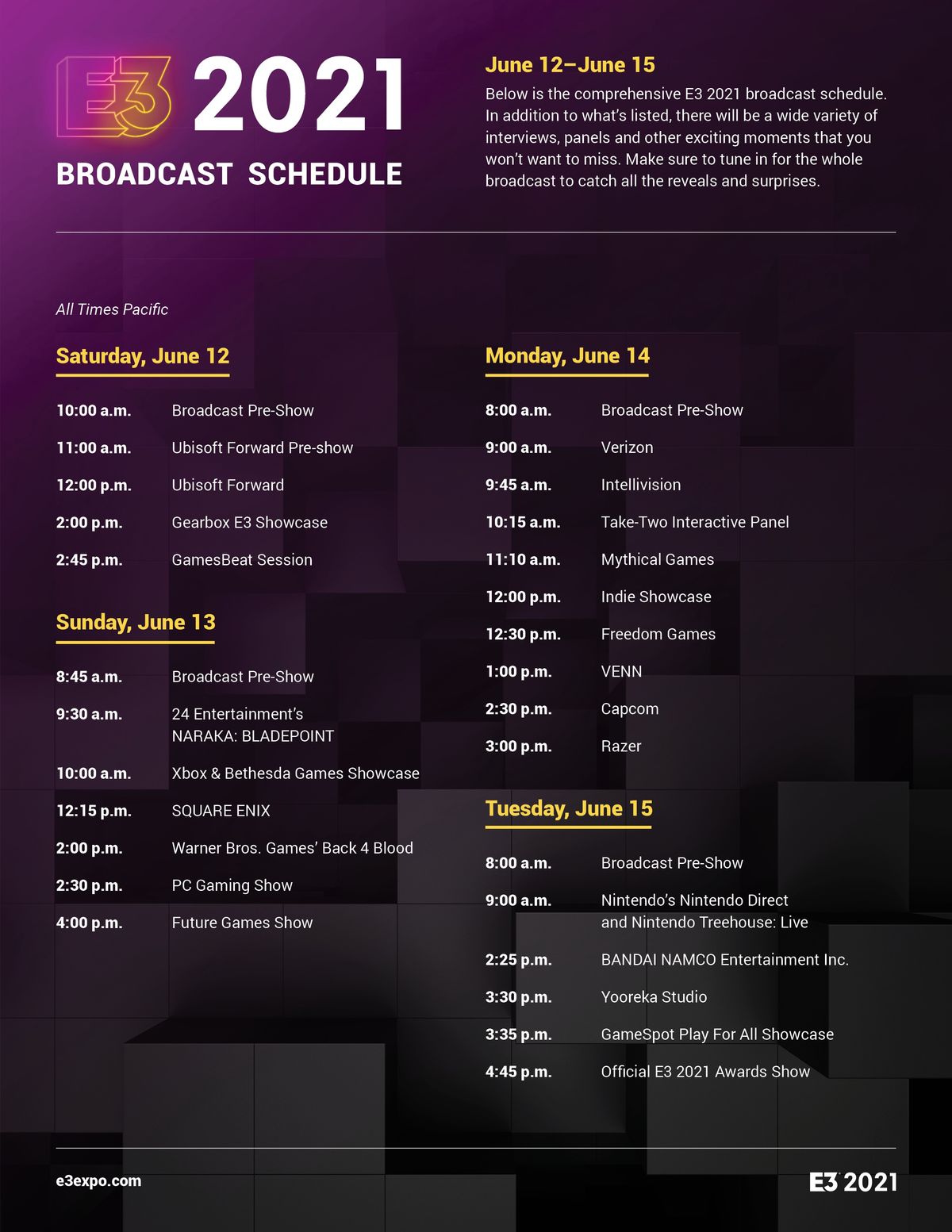 E3 2021 schedule: How and when to watch every gaming conference | PC Gamer