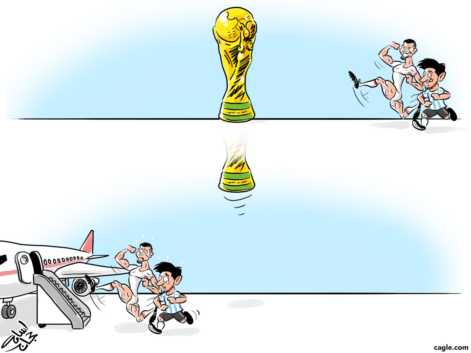 Editorial cartoon World soccer futbol Messi Ronaldo FIFA World Cup ...