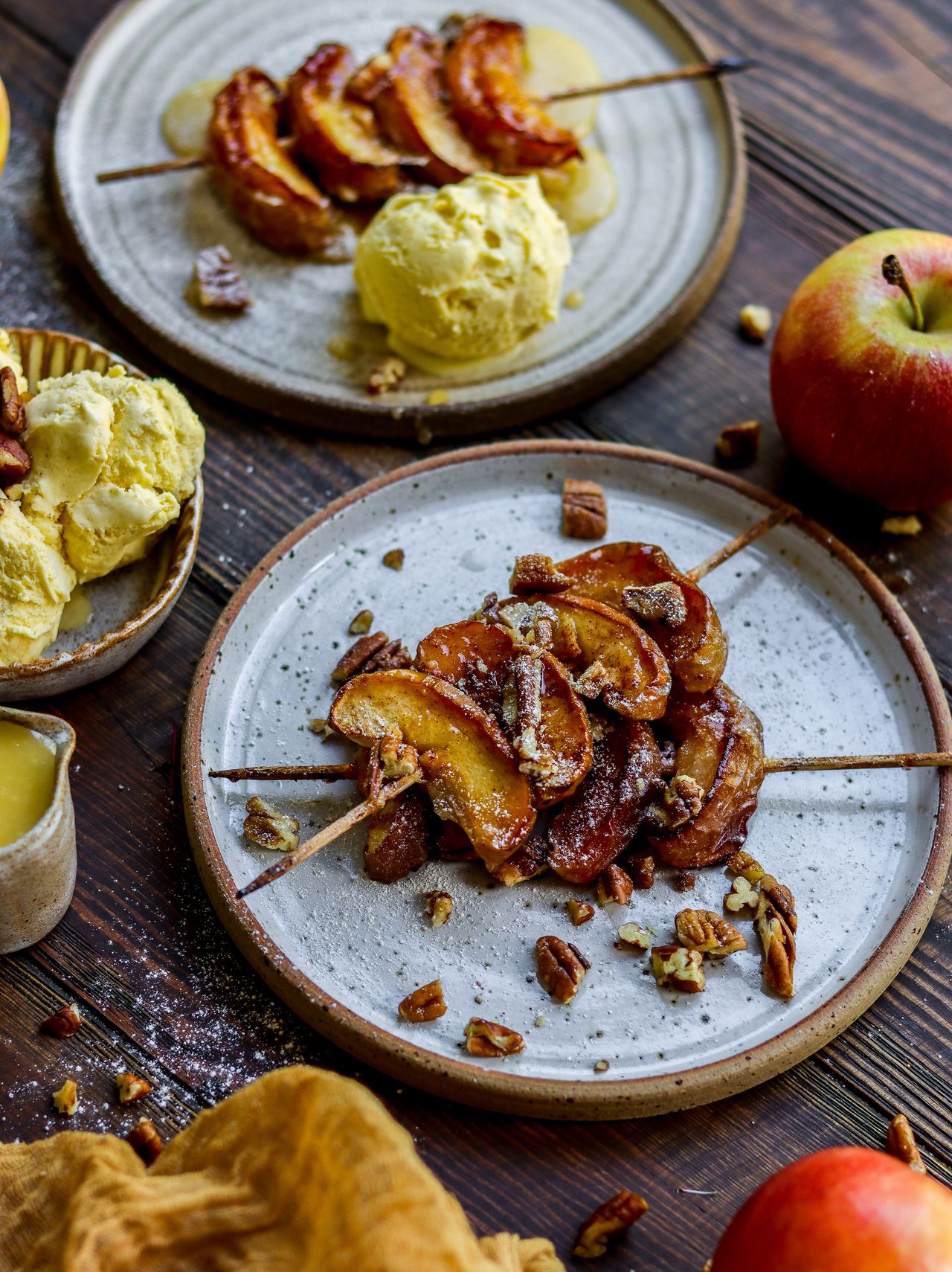 BBQ recipe: apple skewers with salted caramel sauce and pecans ...