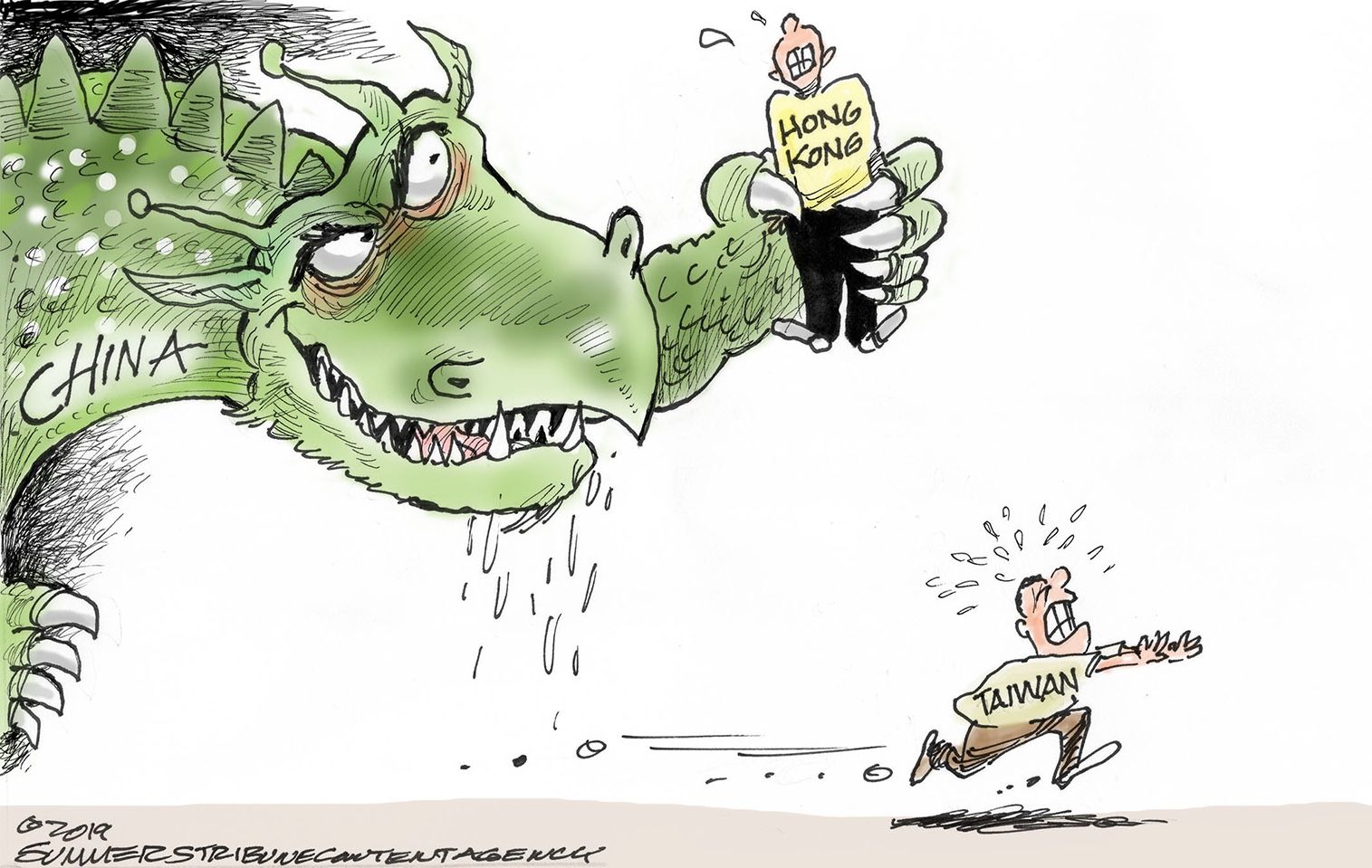 Political Cartoon U.S. China Hong Kong Taiwan Protests Extradition ...