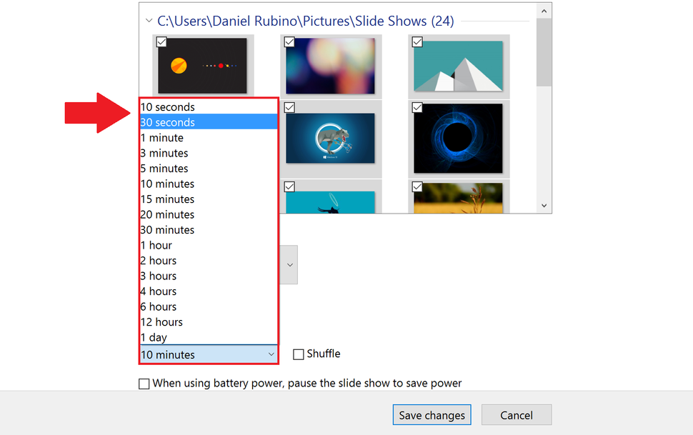 How to set Slideshow to every 10 seconds and enable shuffle in Windows ...