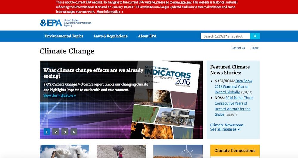 Trump Administration Erases EPA's Climate Change Pages | Live Science