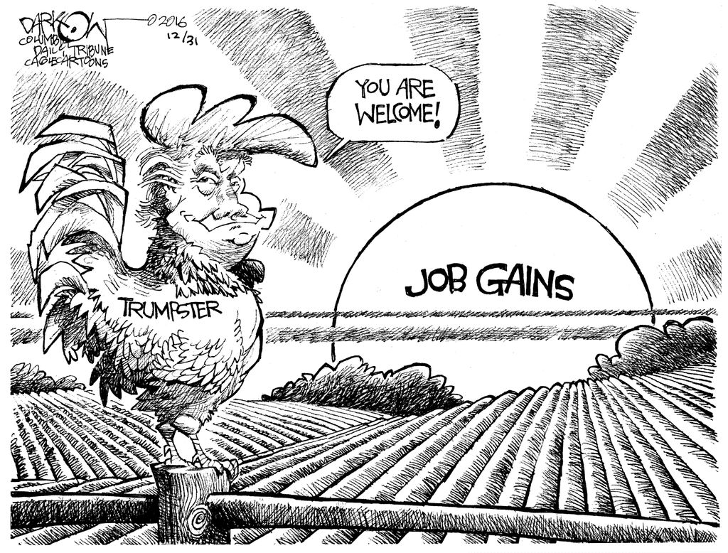 Political cartoon U.S. Donald Trump American jobs credit | The Week