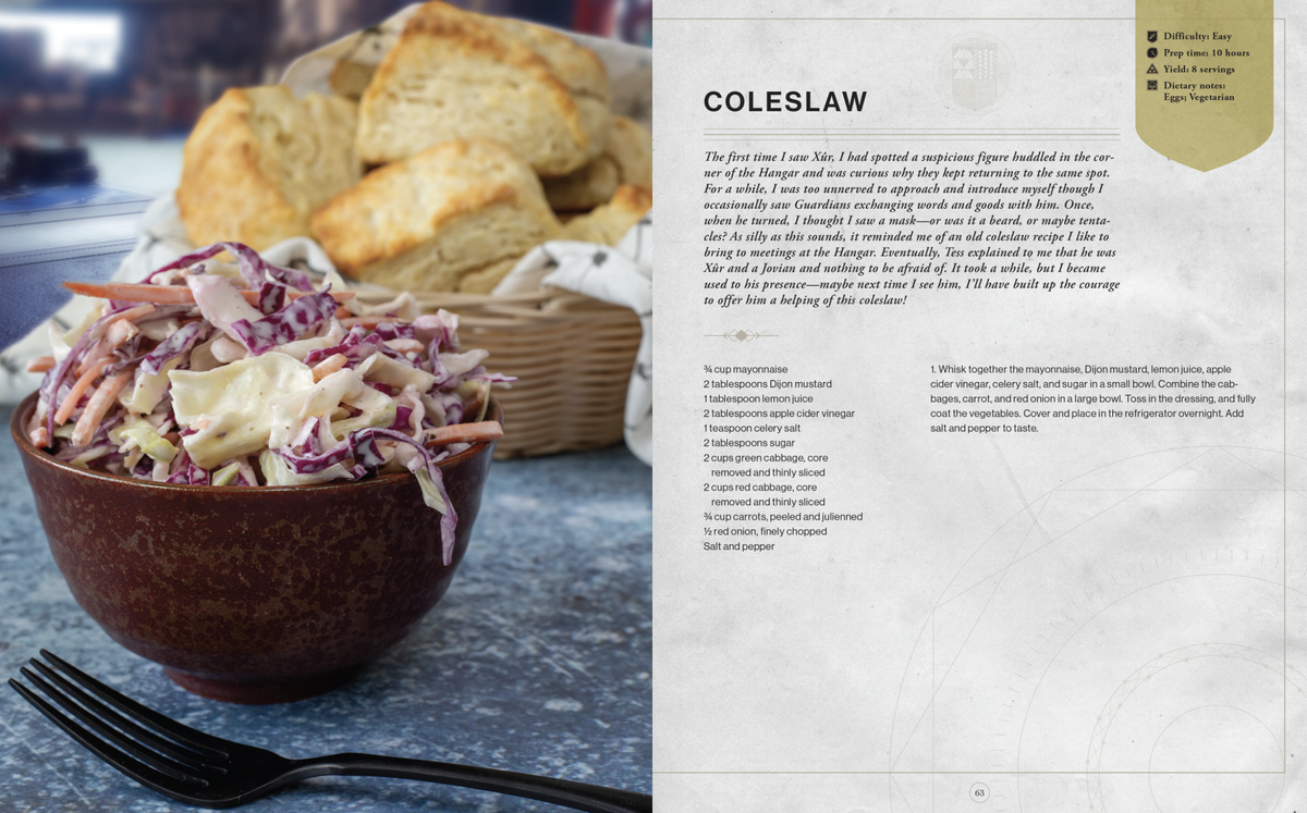 Destiny cookbook imagines a truly alien future food called 'coleslaw ...