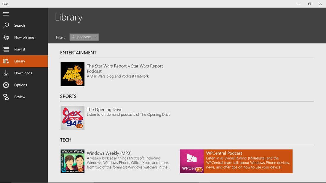 Subscribe to all of the podcasts with Cast for Windows 10 for PC and ...