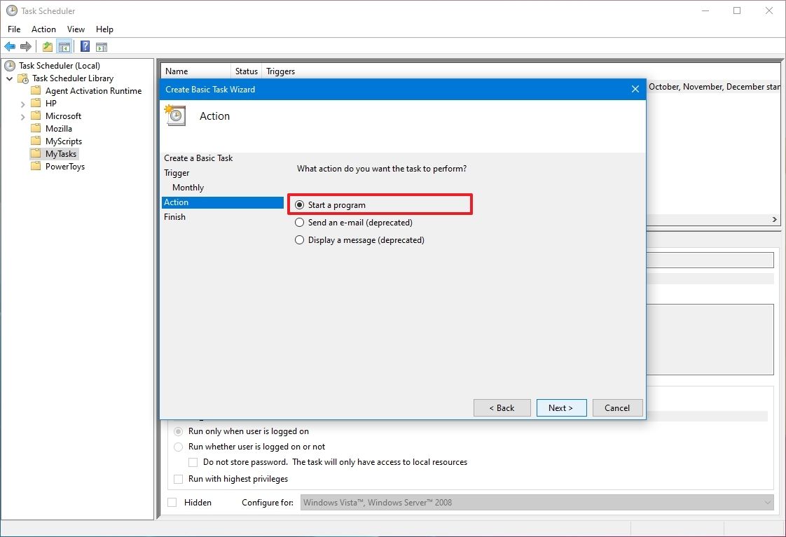 How to create an automated task using Task Scheduler on Windows 10 ...