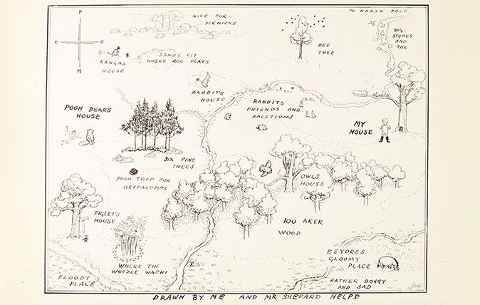 E.H. Shepard's original map of the Hundred Acre Wood from Winnie-the ...