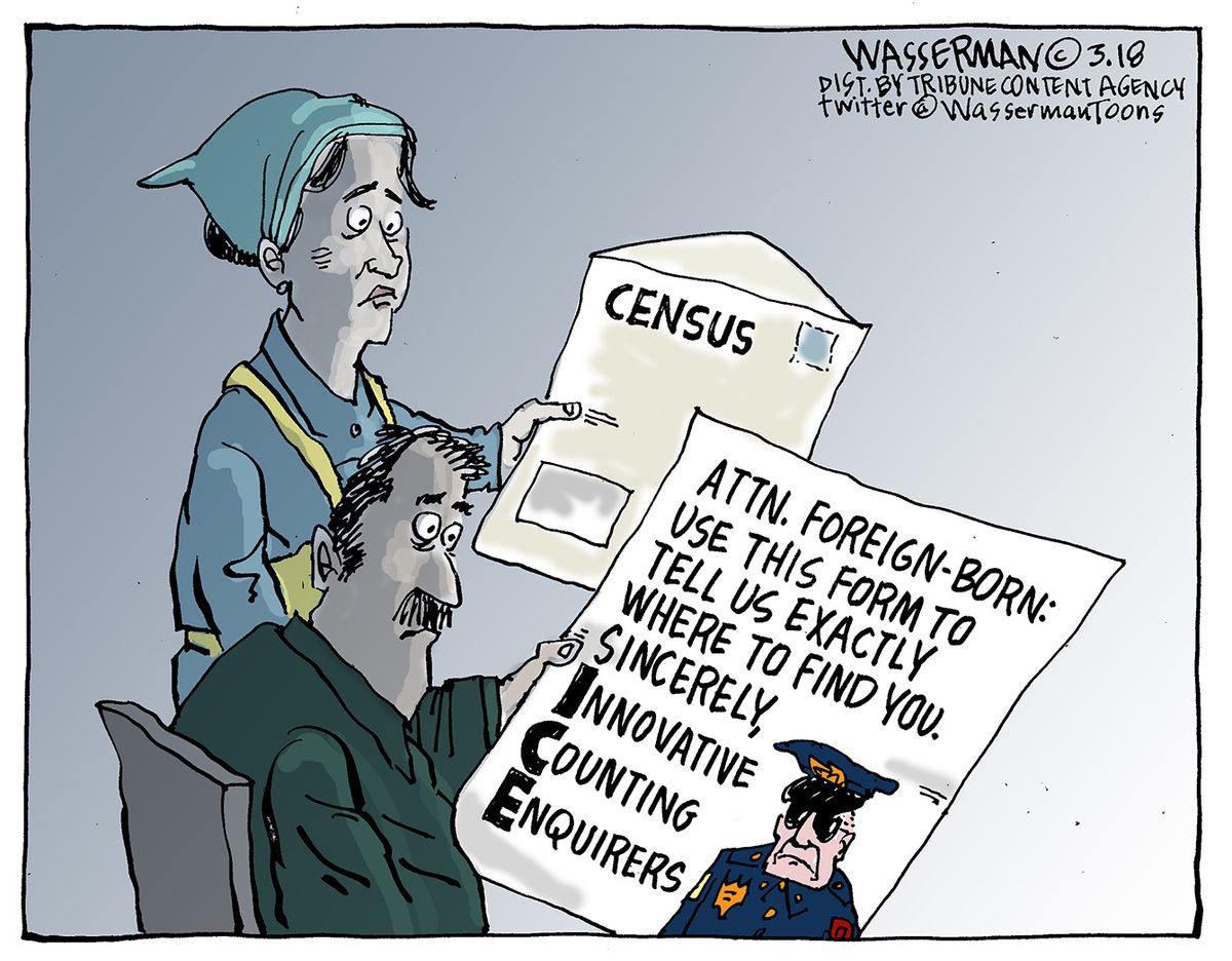 Political cartoon U.S. citizenship census question immigrants ICE | The ...