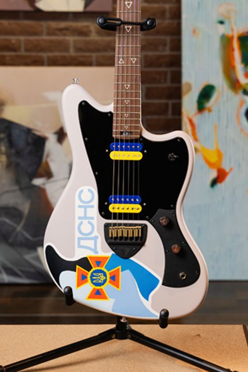 Valiant Guitars' Oberig Ukraine charity project showcases guitars designed by artists affected ...