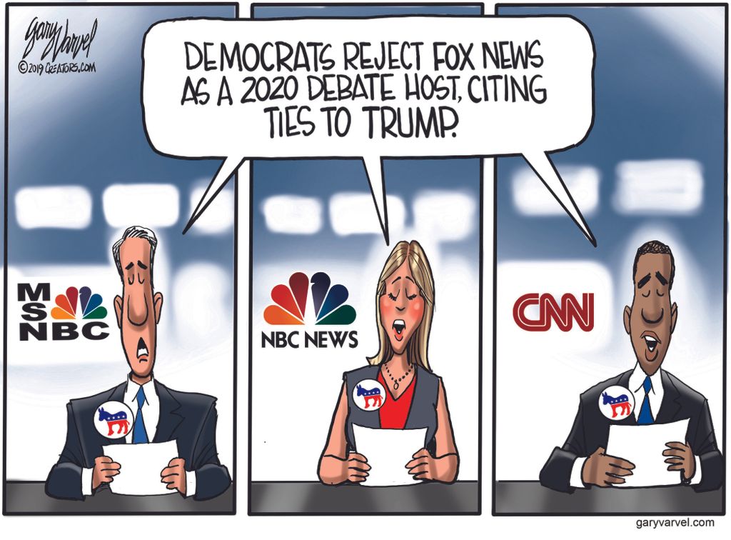 Political Cartoon U.S. Trump Fox News MSNBC CNN Democratic National ...