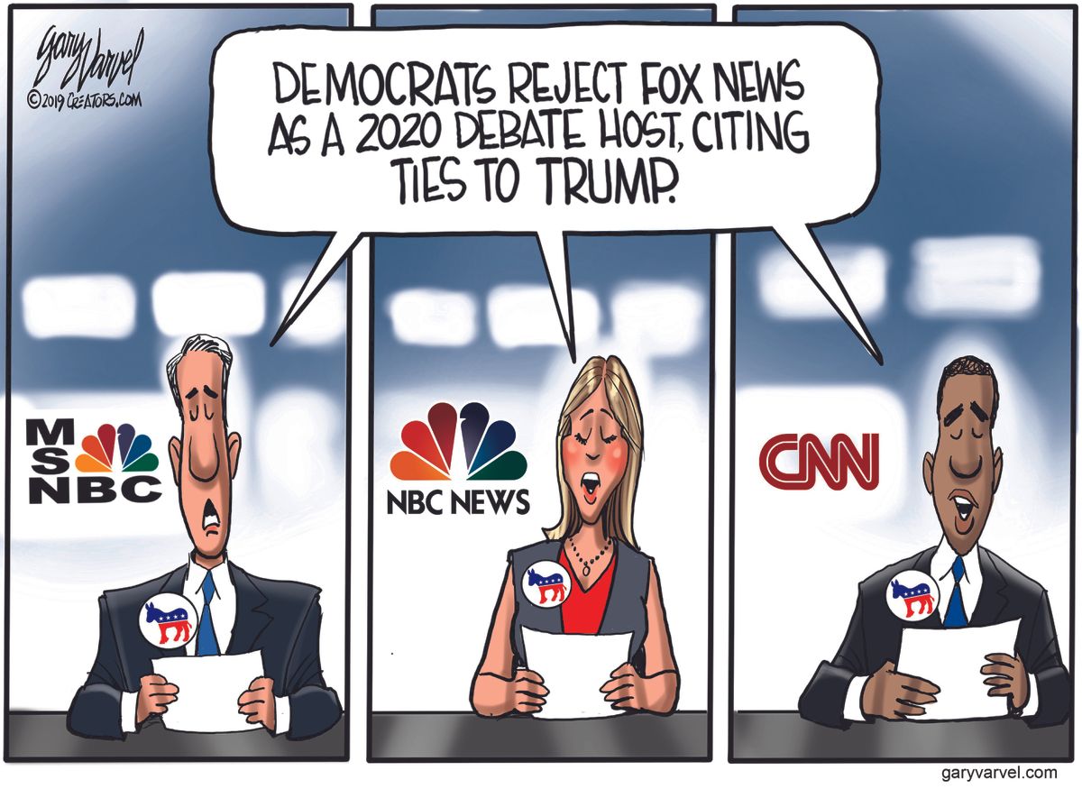 Political Cartoon U.S. Trump Fox News MSNBC CNN Democratic National ...