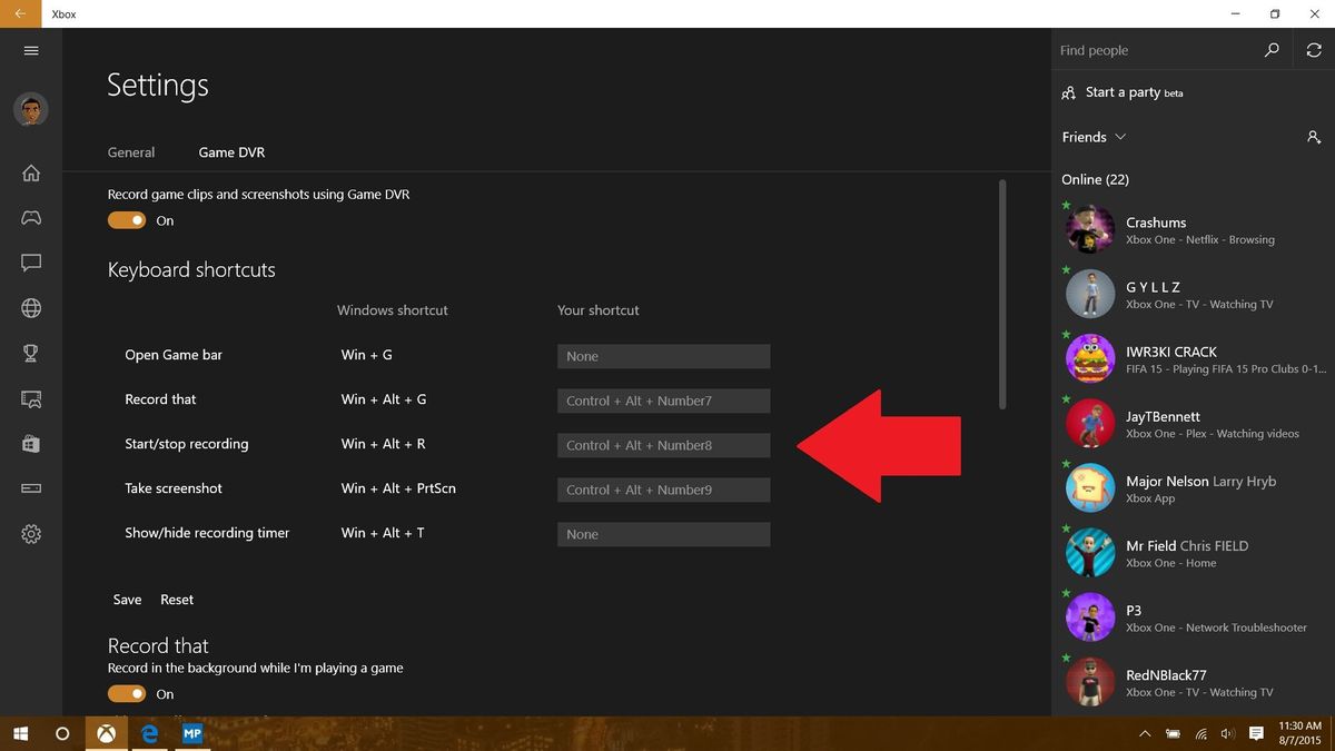 How to change the Game DVR keyboard shortcuts in Xbox app for Windows ...