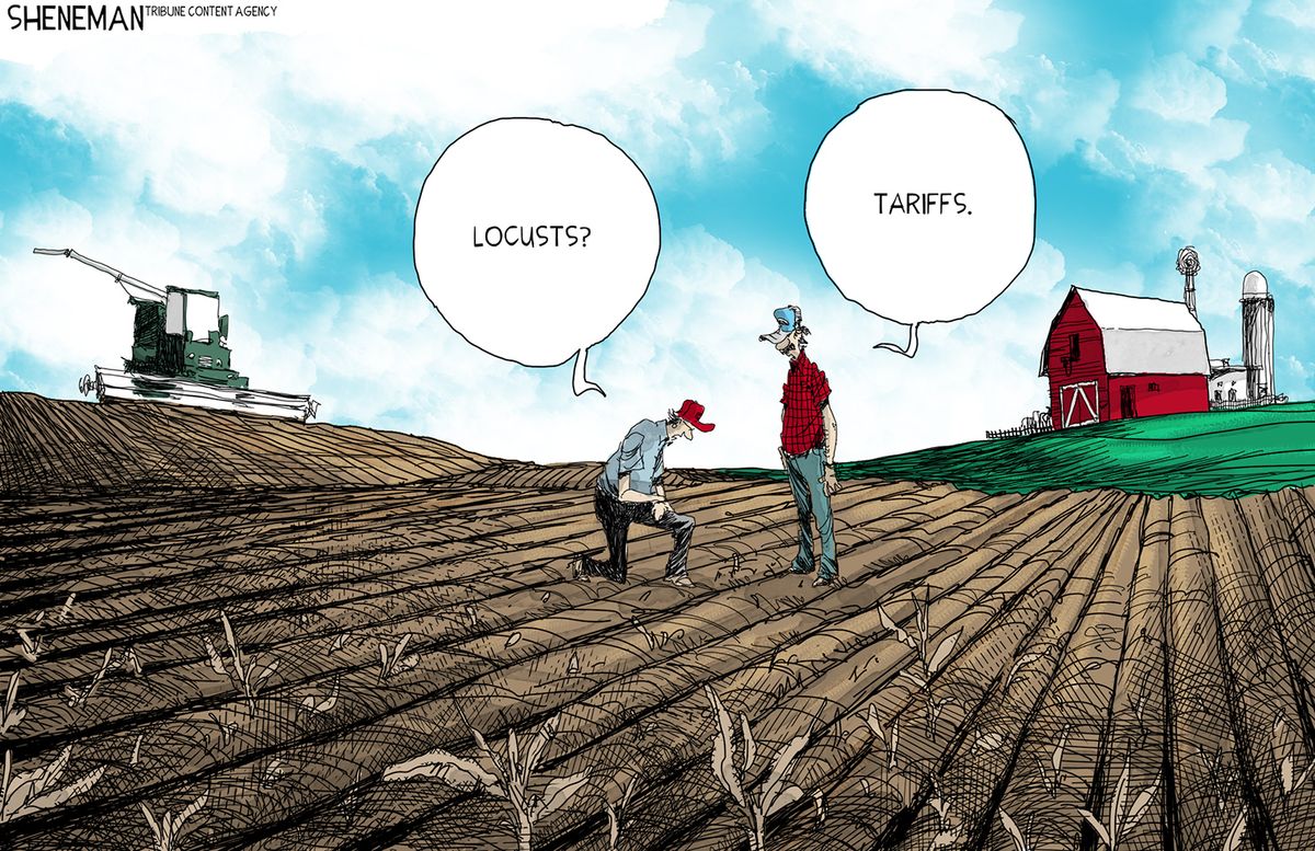 Political cartoon U.S. Trump trade war tariffs | The Week