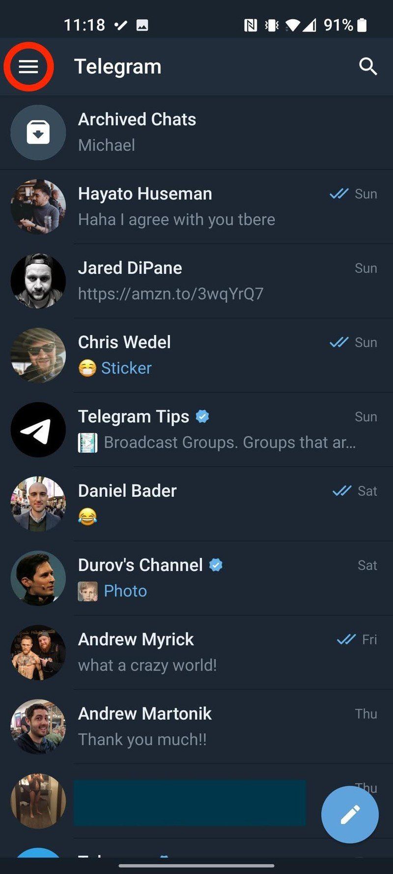 How to customize chat list swipe gestures in Telegram | Android Central