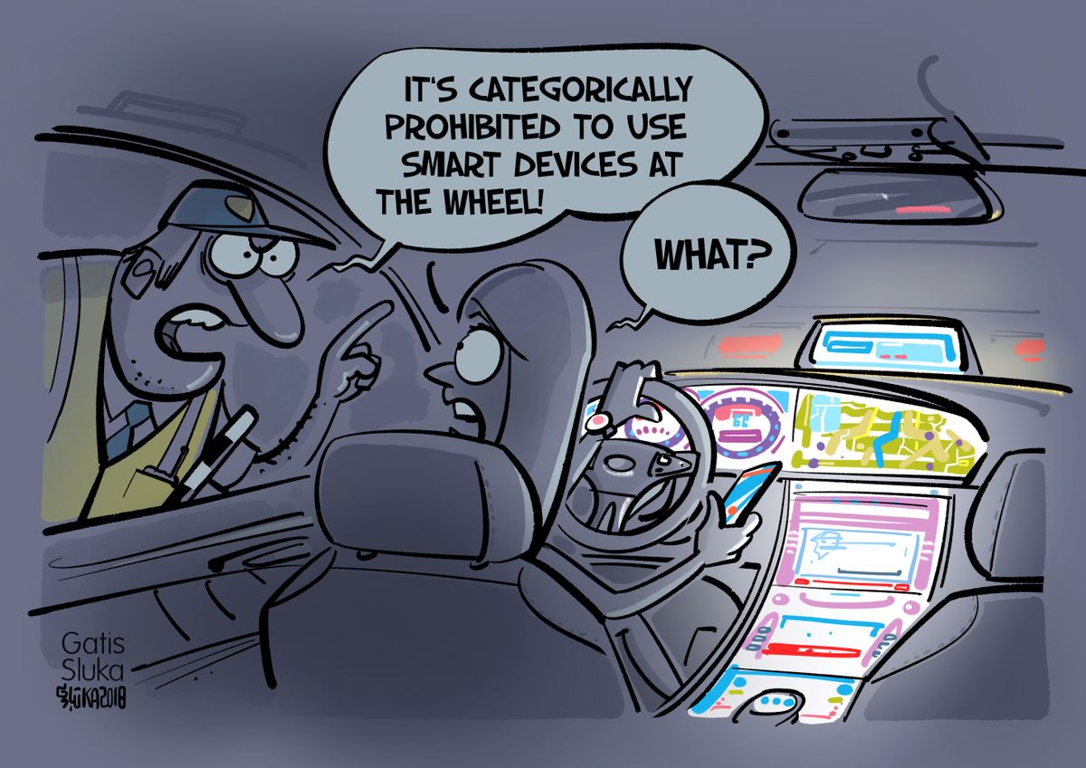 Editorial Cartoon U.S. phones police smart devices distracted driving ...