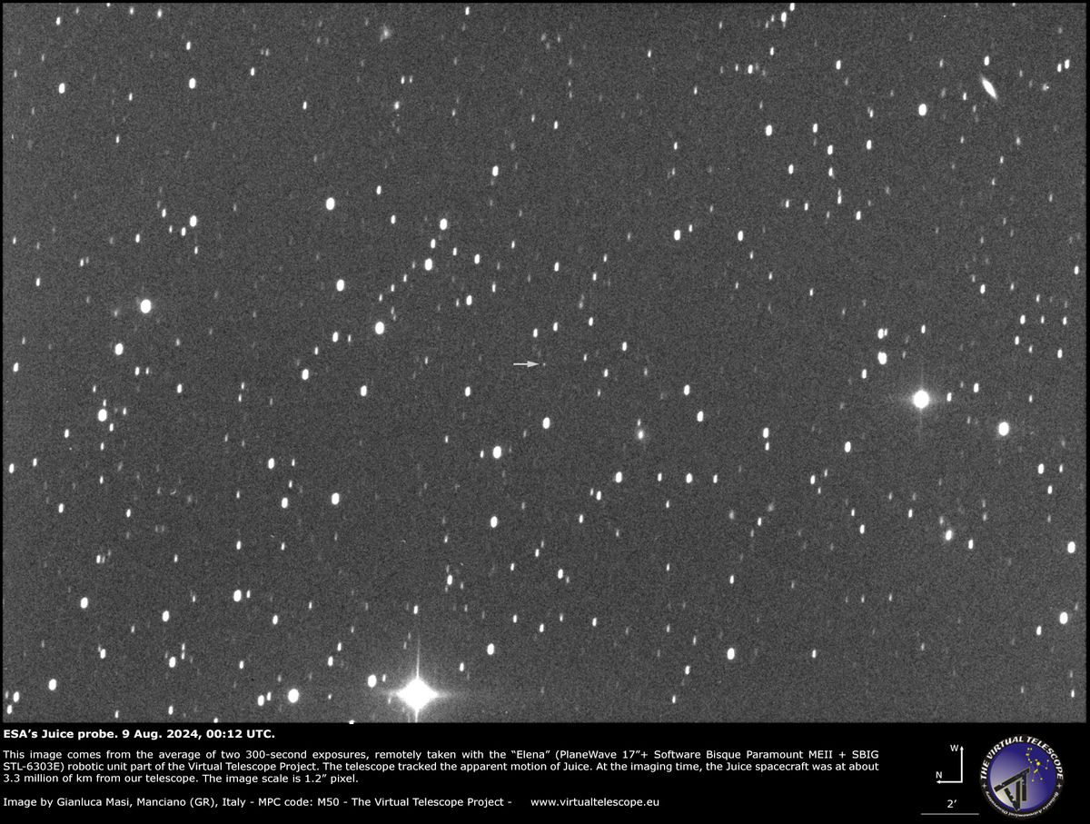 Telescopes capture Jupiter-bound JUICE probe during historic Earth-moon ...
