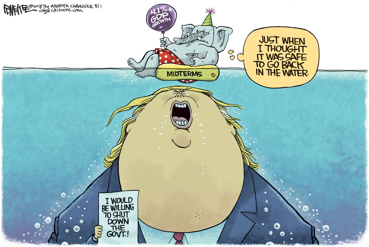 Political cartoon U.S. Trump GOP government shutdown GDP growth ...